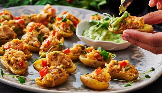 Stuffed Potato Caps with Turkey Leftovers